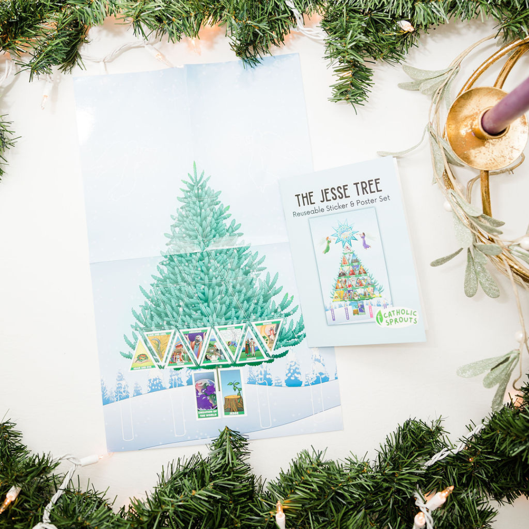 The Jesse Tree Devotional Reusable Stickers and Poster – Catholic Sprouts